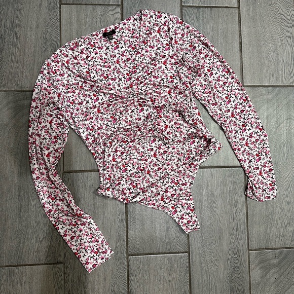 AFRM | Tops | Afrm Gimli White Floral Cutout Bodysuit | Poshmark